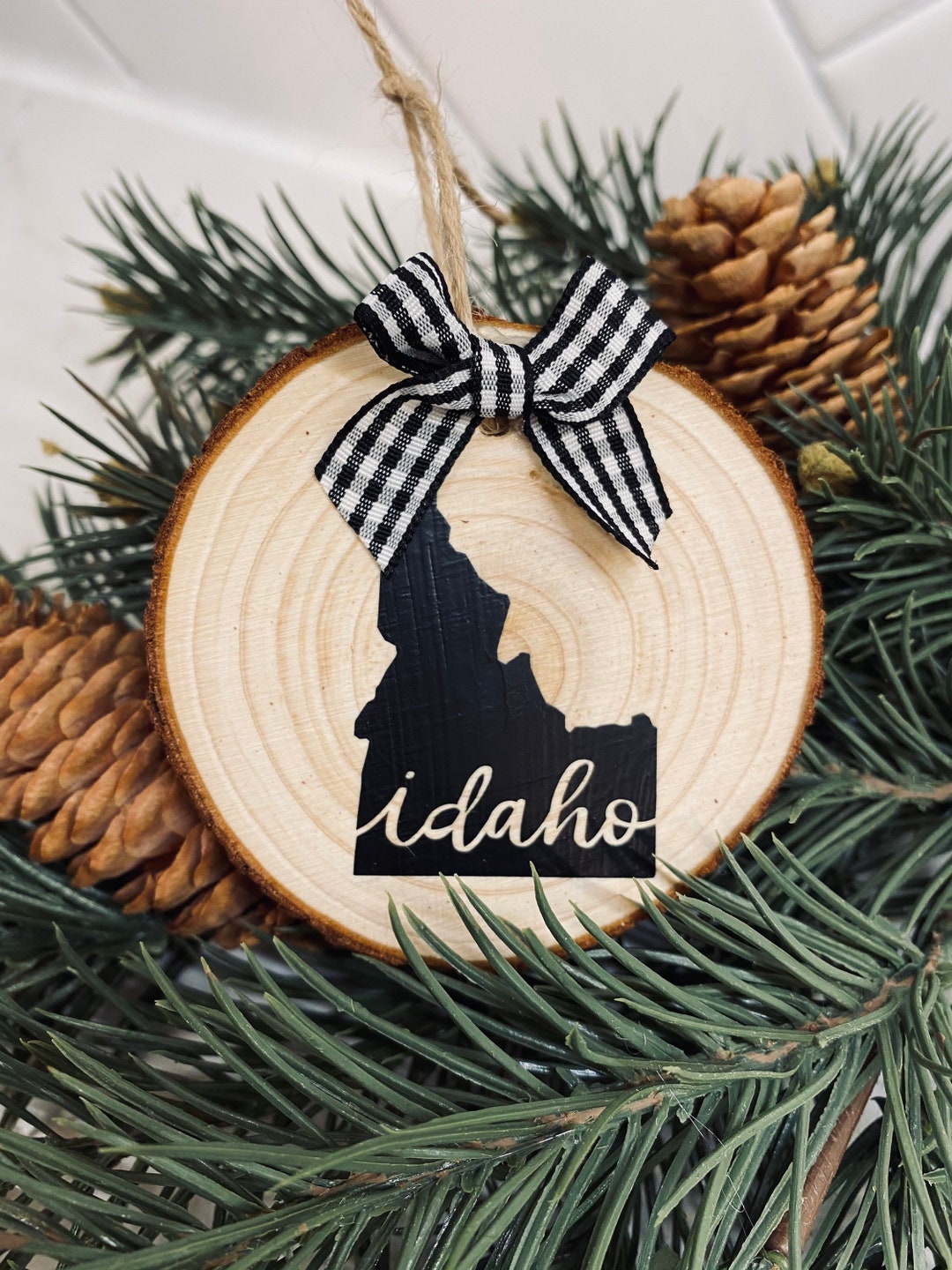 Hi, Idaho! State Wood Slice Rustic Ornament. Boise Ornament. Christmas ...