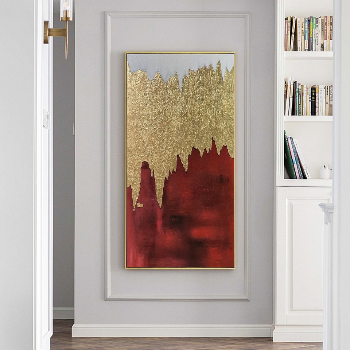 Gold Abstract Painting Large Original Abstract Paintingred - Etsy