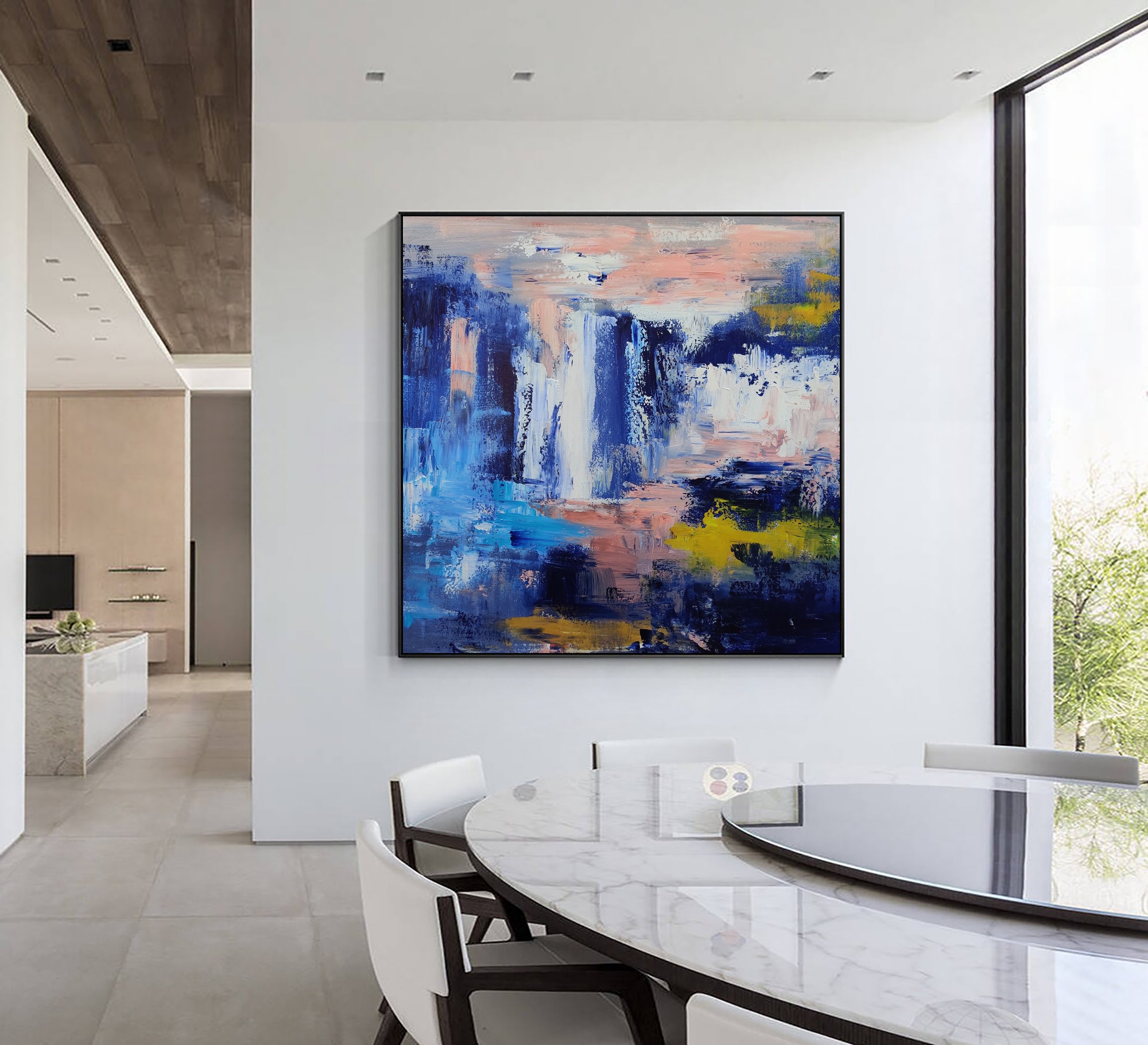 Original Blue Abstract Painting Large Blue Abstract Landscape - Etsy