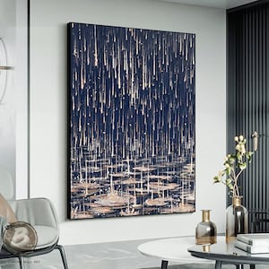 Abstract Rainy Night Landscape Oil Painting on Canvas Large Rain Water ...