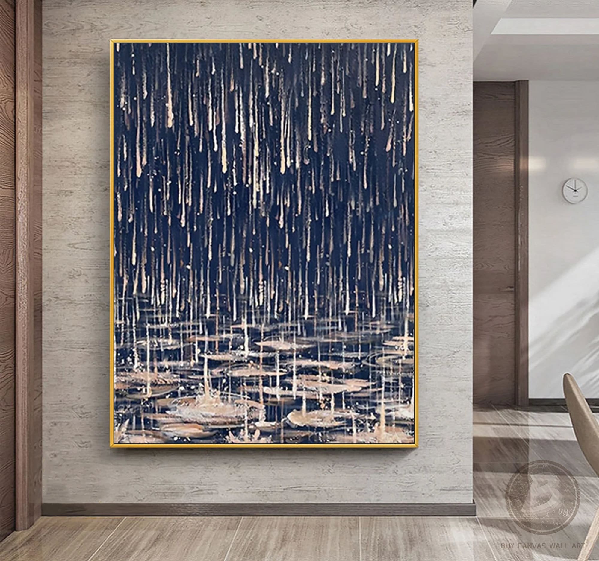 Abstract Rainy Night Landscape Oil Painting on Canvas Large Rain Water ...