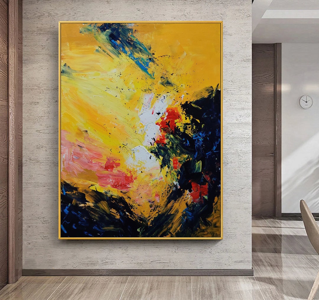 Large Gold Yellow Abstract Landscape Painting on Canvas,modern Bright ...