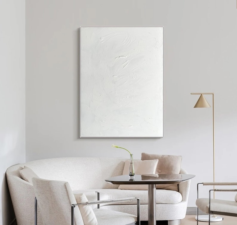 Large White Abstract Painting on Canvas White 3D Textured Painting ...