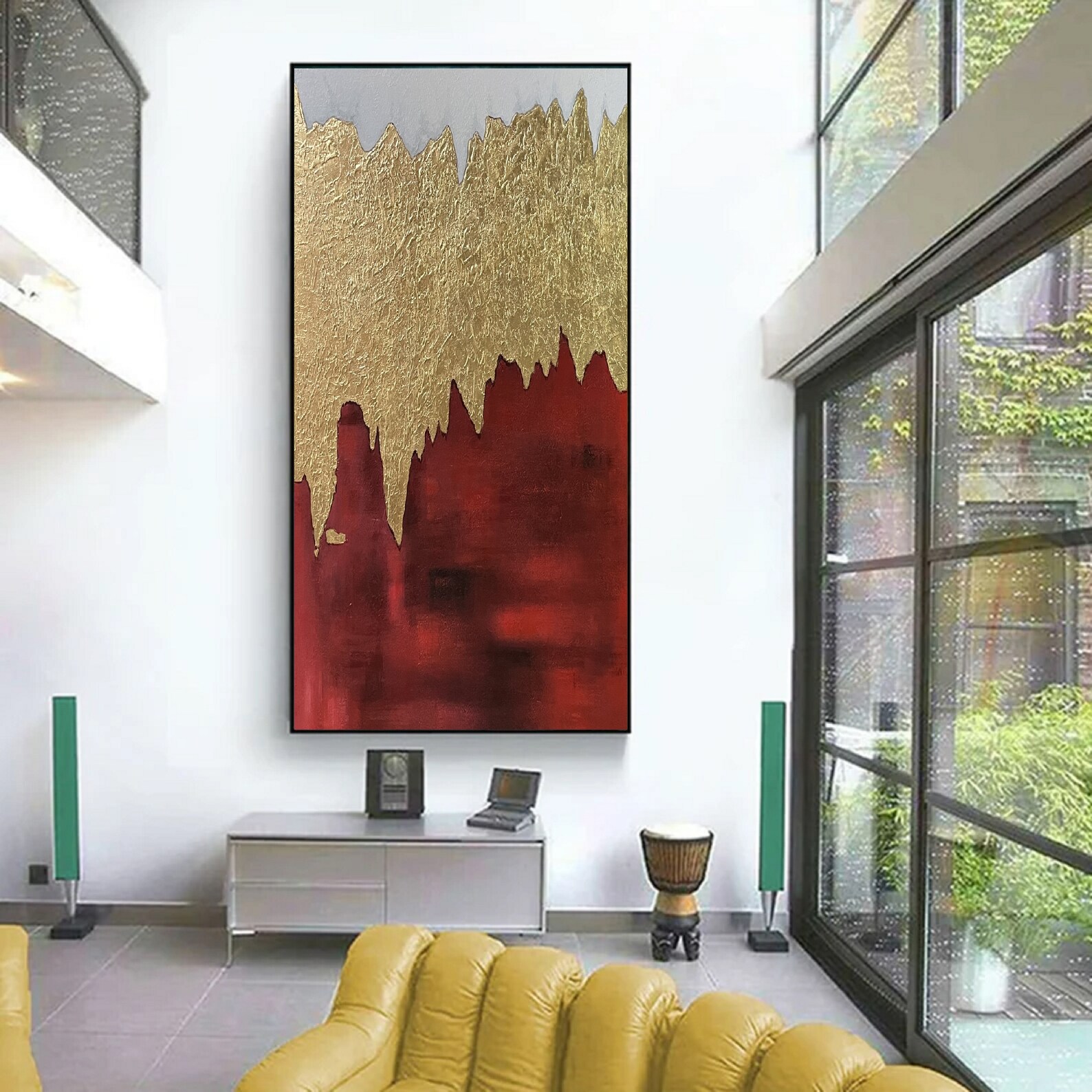 Gold Abstract Painting Large Original Abstract Paintingred - Etsy