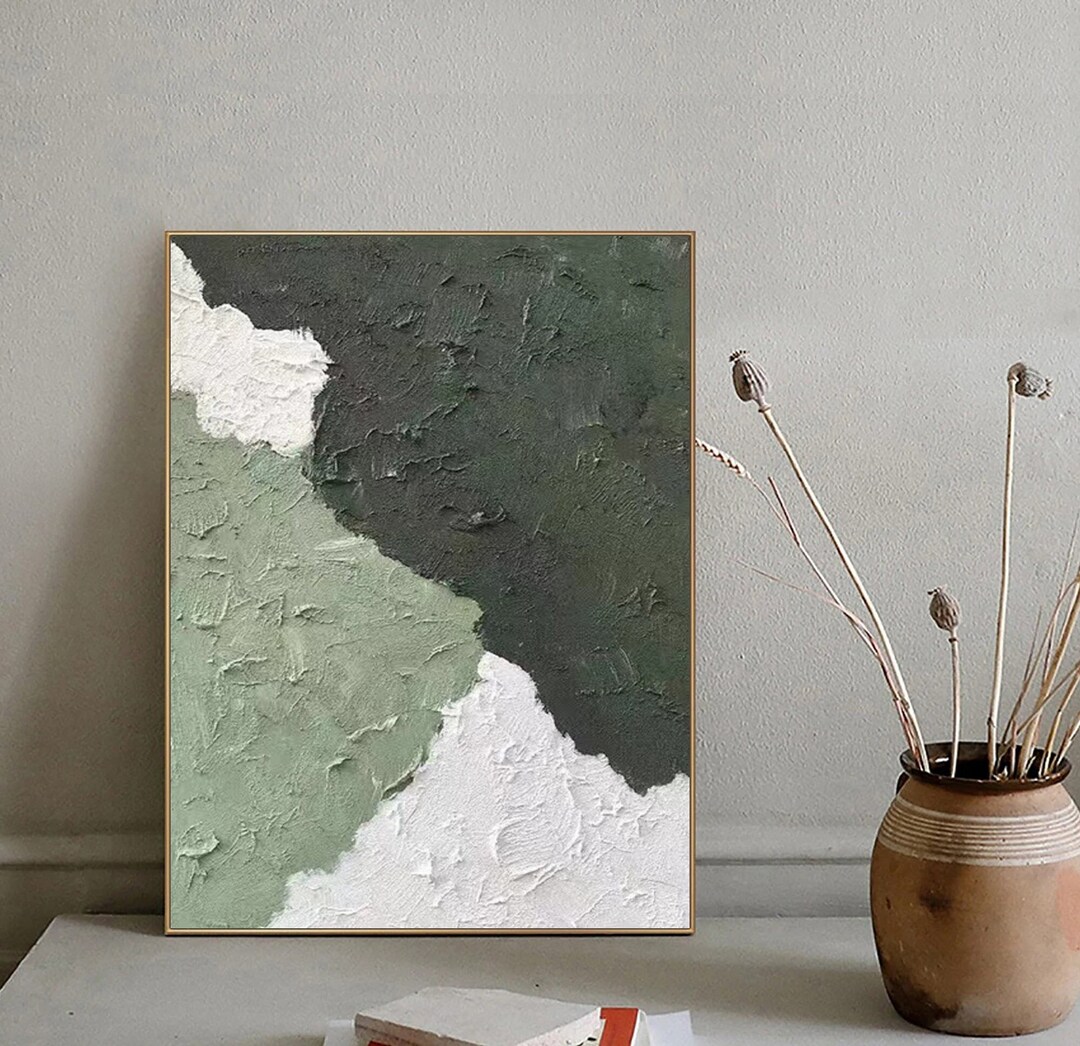 Emerald Green Texture Painting Green Minimalist Art Green Wabi Sabi ...