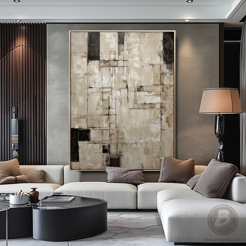 Beige Wabi Sabi Wall Art Neutral Beige Minimalist Abstract Painting ...