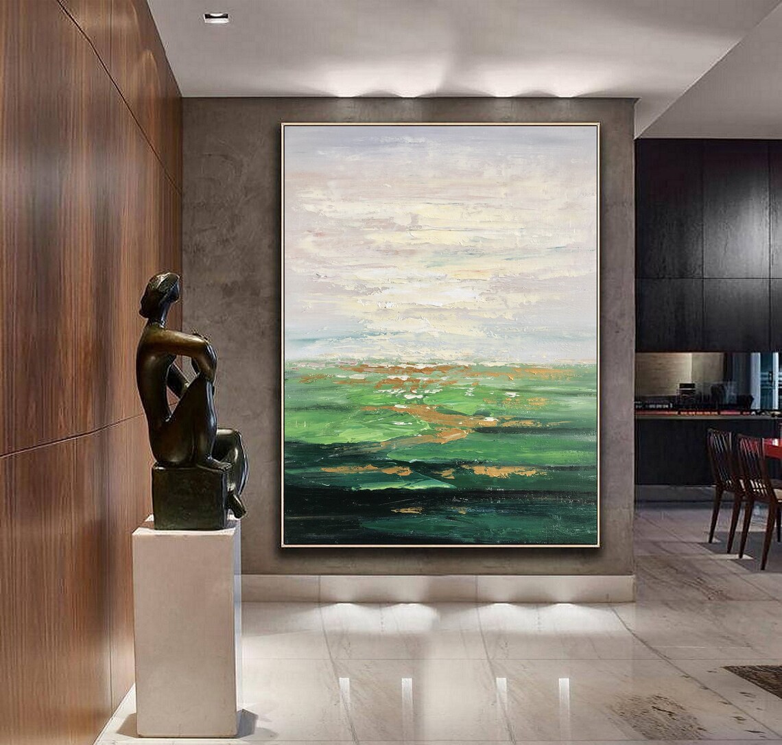 Original Green Abstract Wall Artgreen Textured Paintingbeige - Etsy