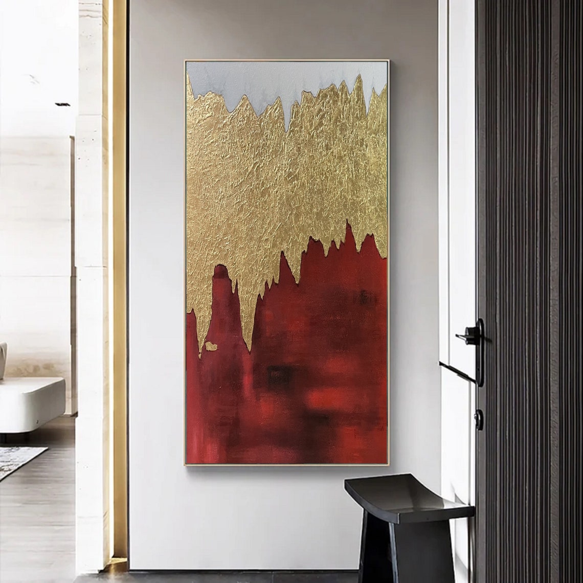 Gold Abstract Painting Large Original Abstract Paintingred - Etsy