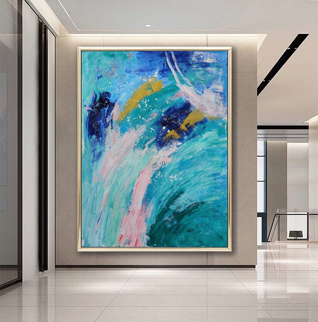 Large Green Abstract Seascape Painting Green Ocean Landscape Painting ...
