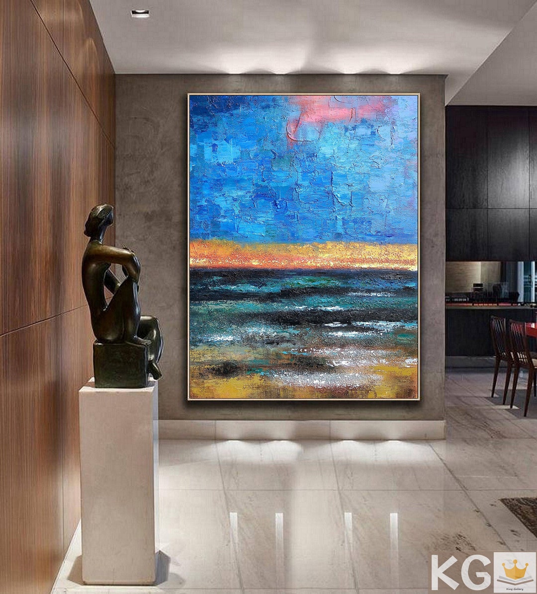 Original Blue Abstract Painting Minimalist Painting Textured - Etsy