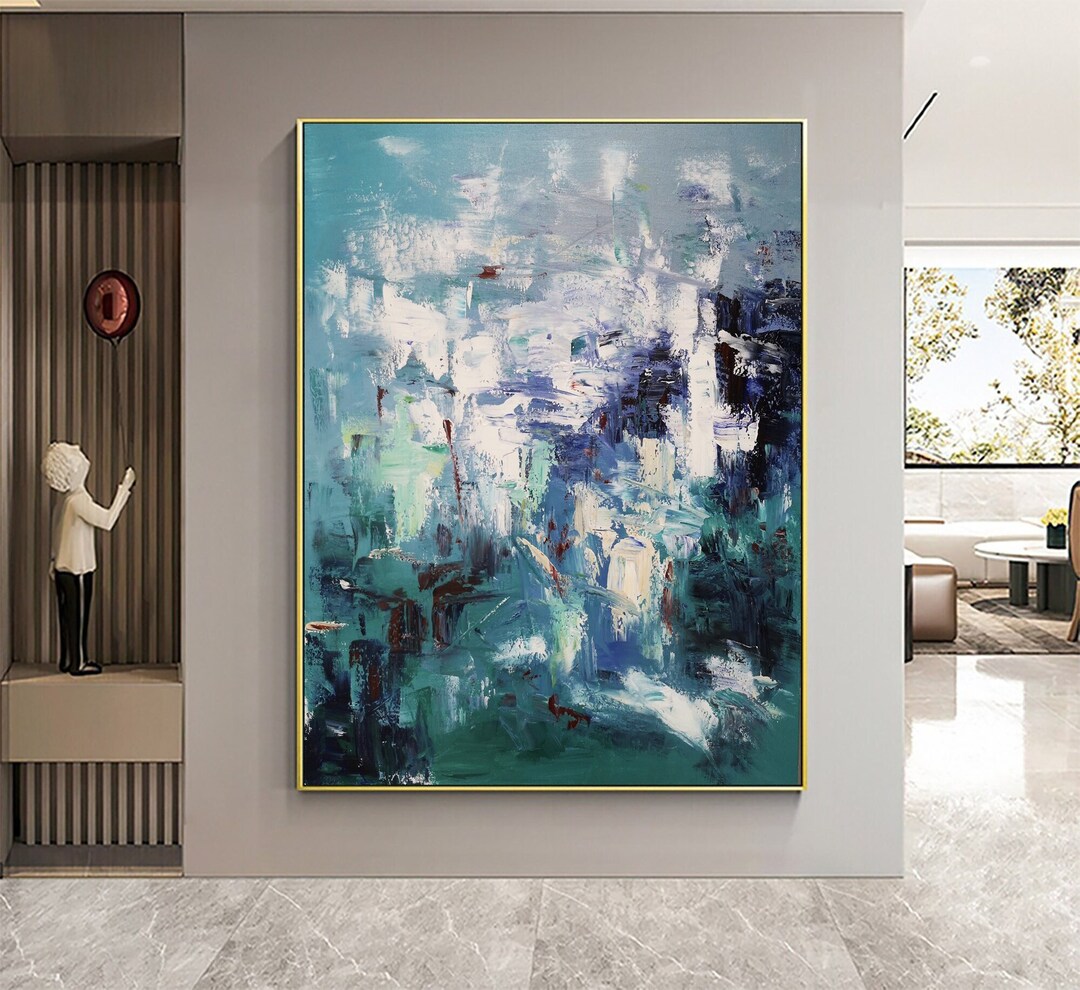 Green Abstract Landscape Painting on Canvas Emerald Green Abstract ...