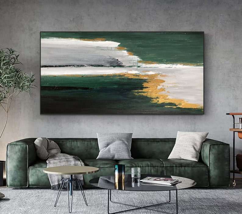 Green Abstract Oil Painting on Canvas Modern Nordic Emerald - Etsy