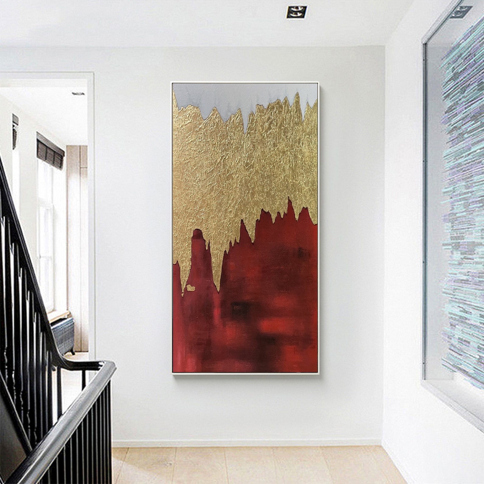 Gold Abstract Painting Large Original Abstract Paintingred - Etsy