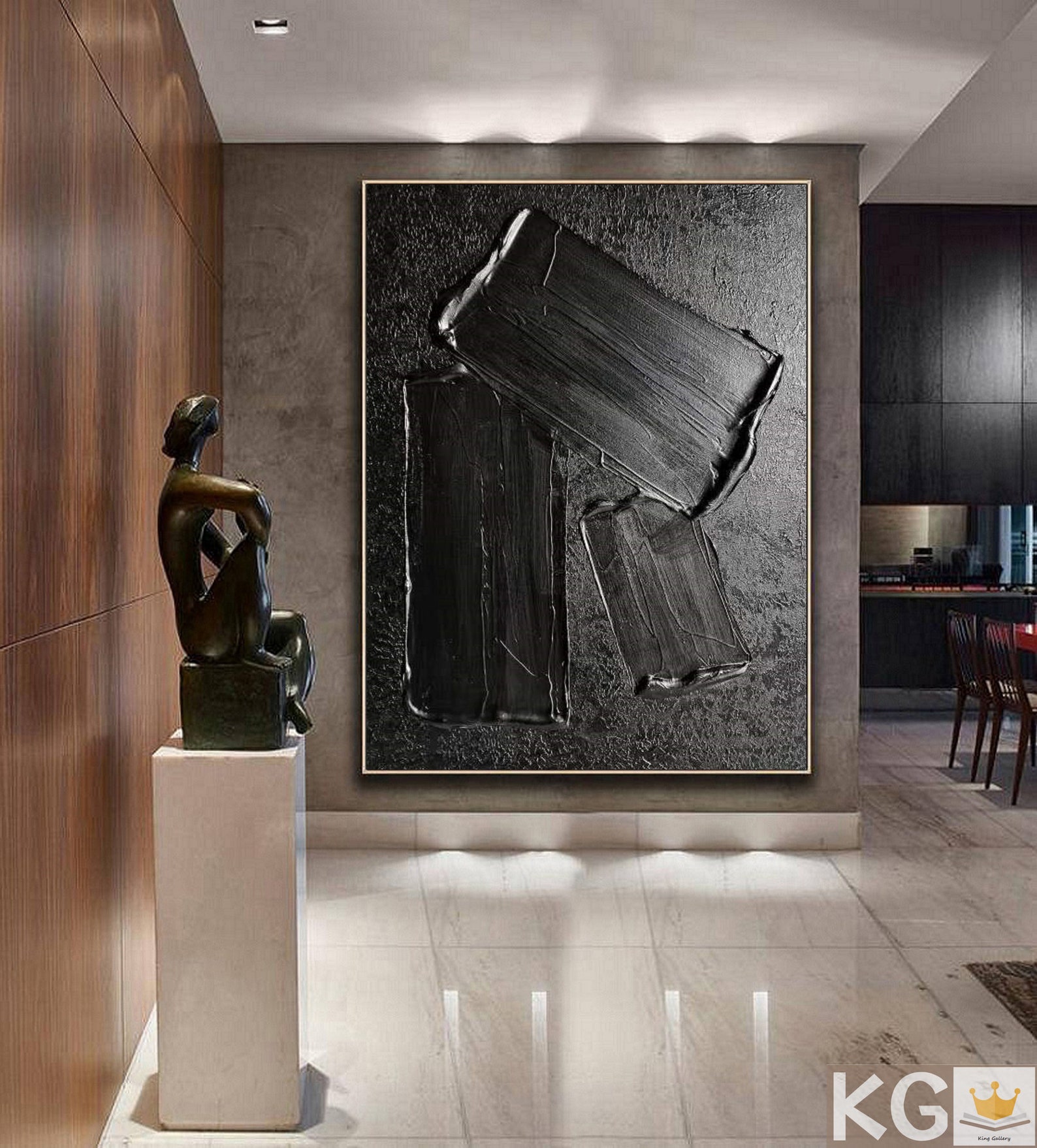 Black Wall Art Black 3D Textured Art Black Textured Wall Art - Etsy