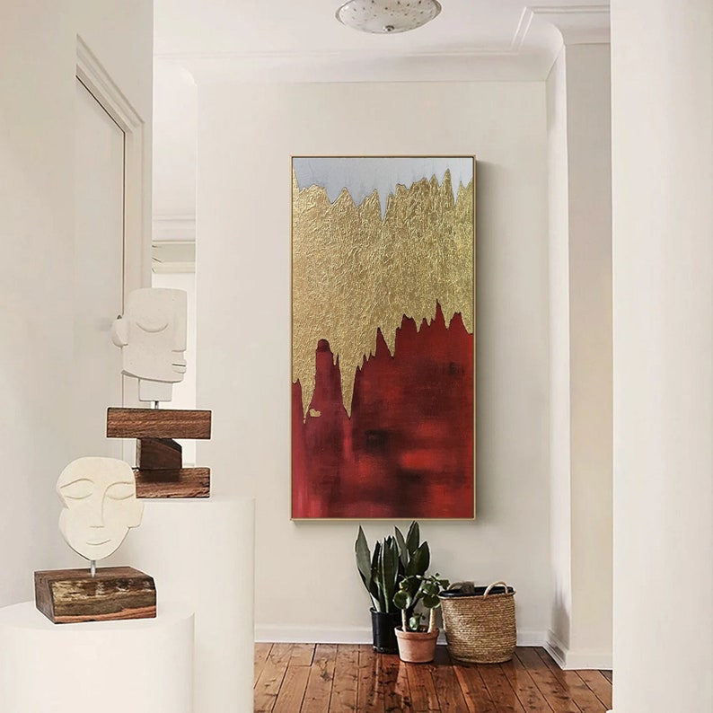 Gold Abstract Painting Large Original Abstract Paintingred - Etsy