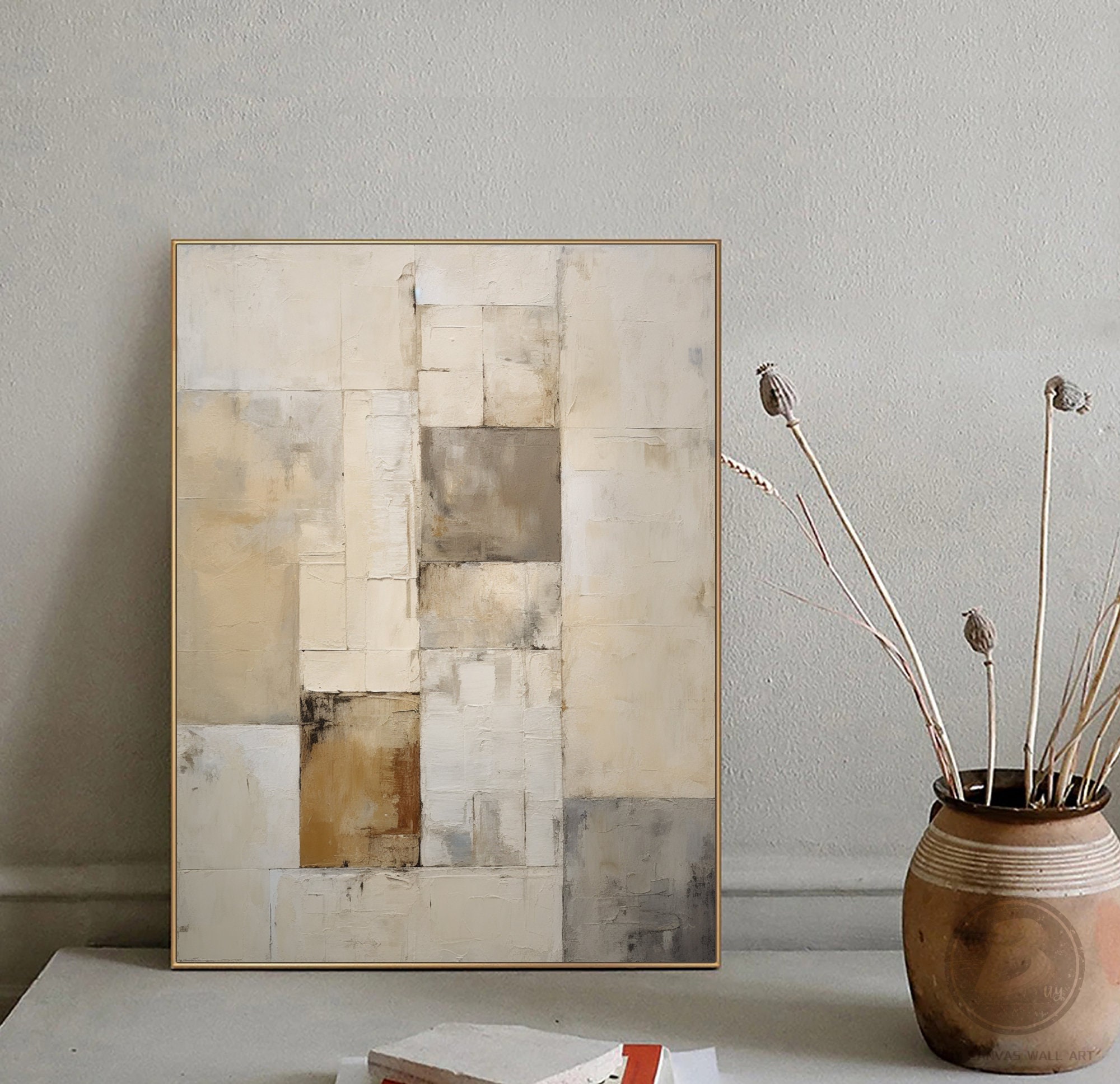 Beige Textured Wall Art Beige Wabi-sabi Wall Art Neutral Beige ...