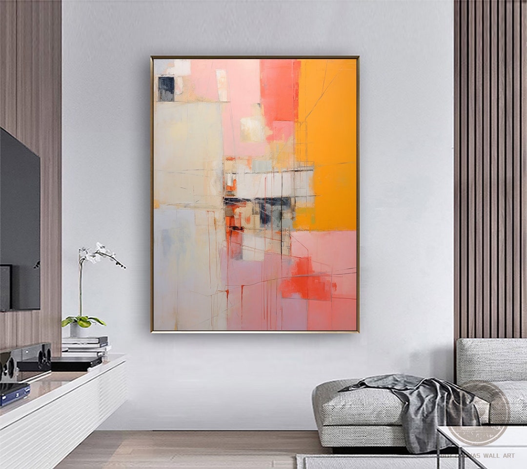 Original Pink Abstract Painting Pink Minimalism Abstract Canvas Art ...