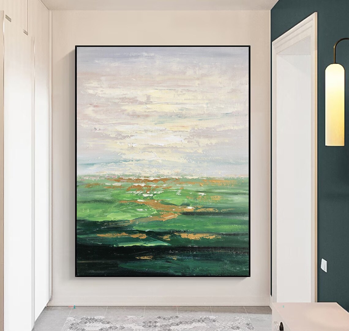 Original Green Abstract Wall Artgreen Textured Paintingbeige - Etsy