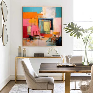 Colorful Abstract Painting Minimalist Vintage Interior Painting ...