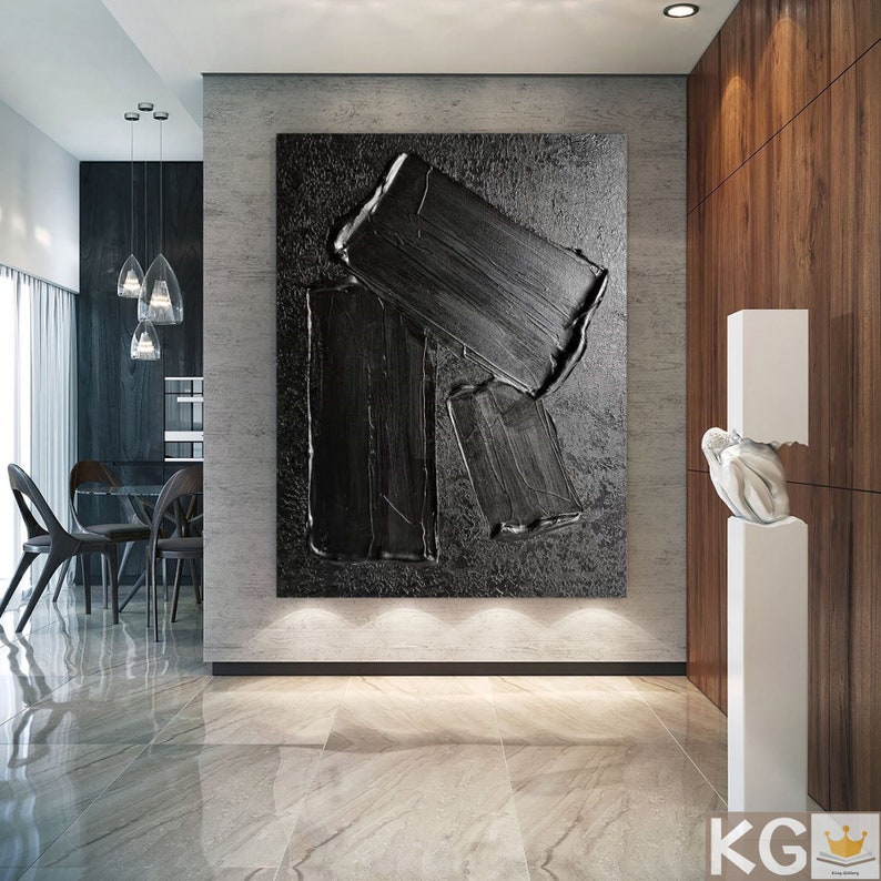 Black Wall Art Black 3D Textured Art Black Textured Wall Art - Etsy