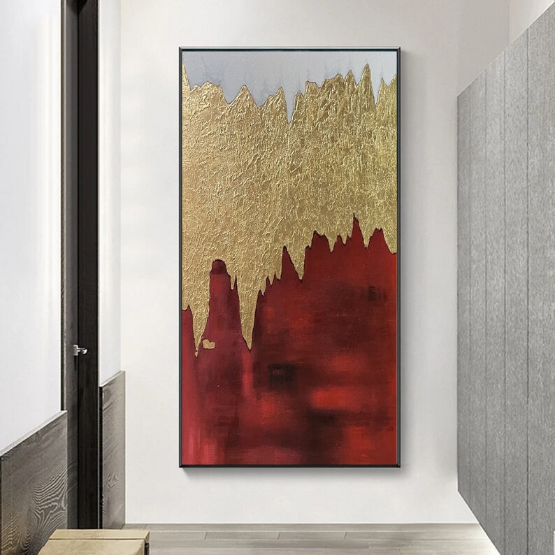 Gold Abstract Painting Large Original Abstract Paintingred - Etsy