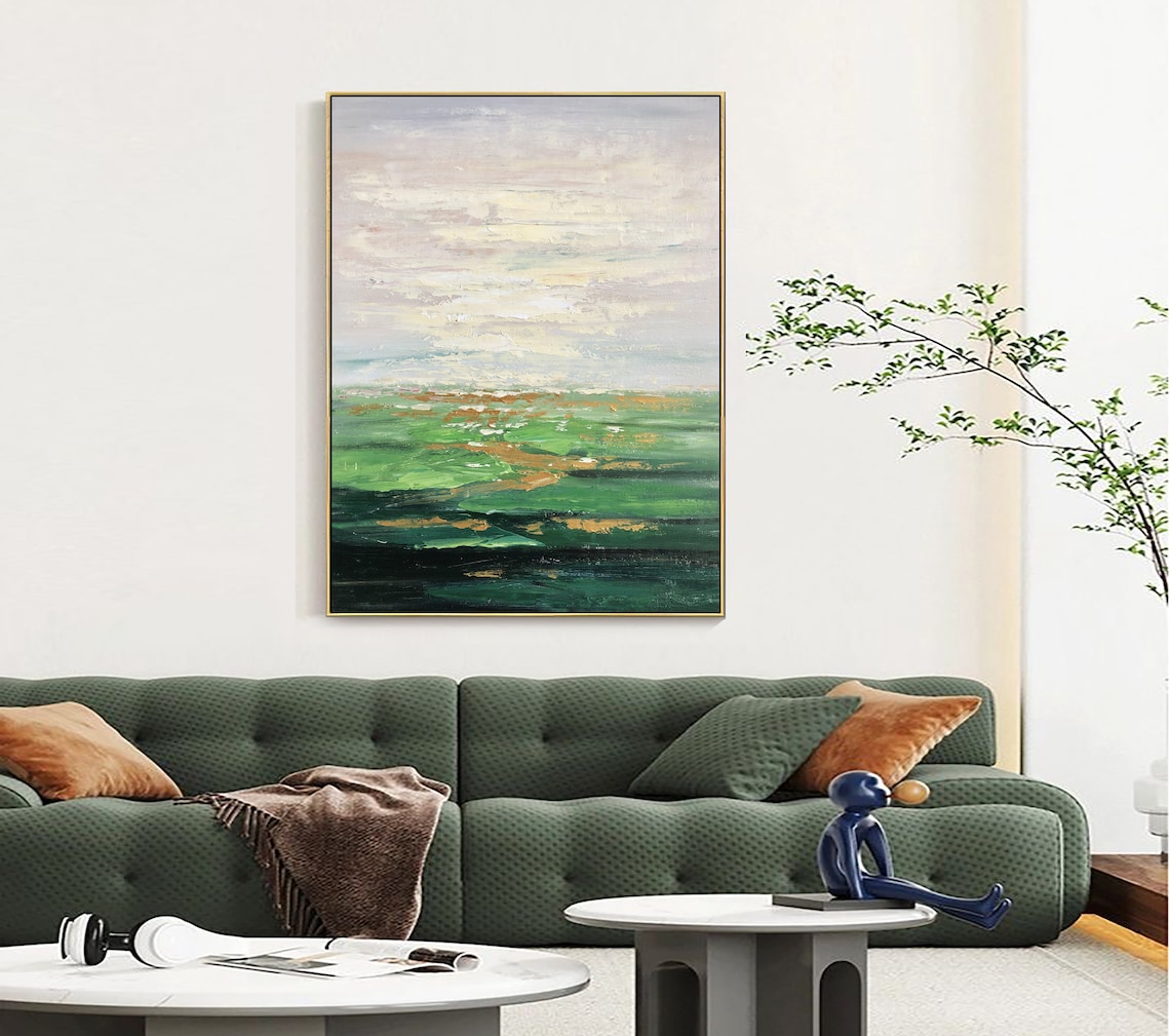 Original Green Abstract Wall Artgreen Textured Paintingbeige - Etsy