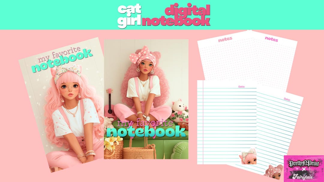 A5 Digital Notebook | 2 Cover Designs | 25 Lined Pages + 2 Dotted Notes ...