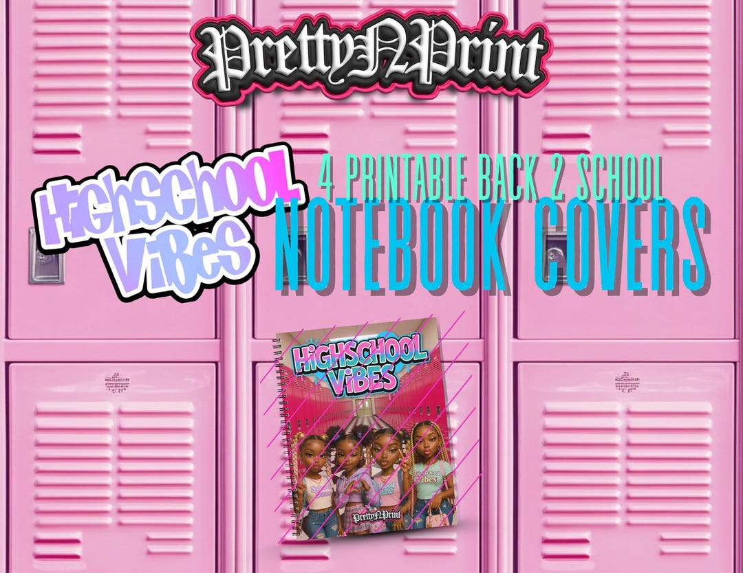 Highschool Vibes Notebook Covers: Glam Y2K Designs (8.5x11 Printable ...