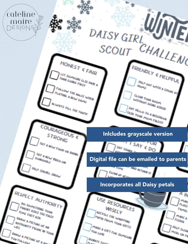 Daisy Girl Scout Winter Challenge Printable - Etsy