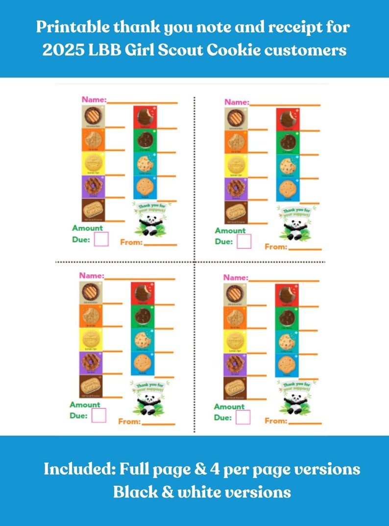 Girl Scout Cookie Customer Receipt 2025 LBB - Etsy