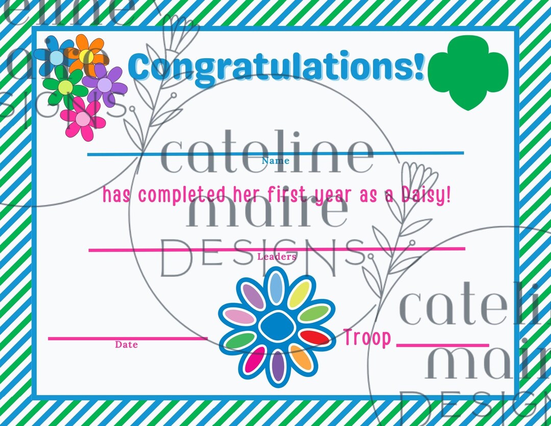 Daisy Girl Scout First Year Certificate - Etsy