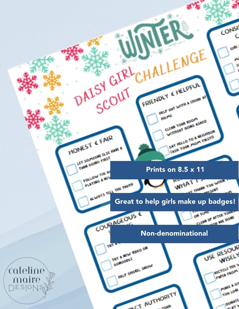 Daisy Girl Scout Winter Challenge Printable - Etsy