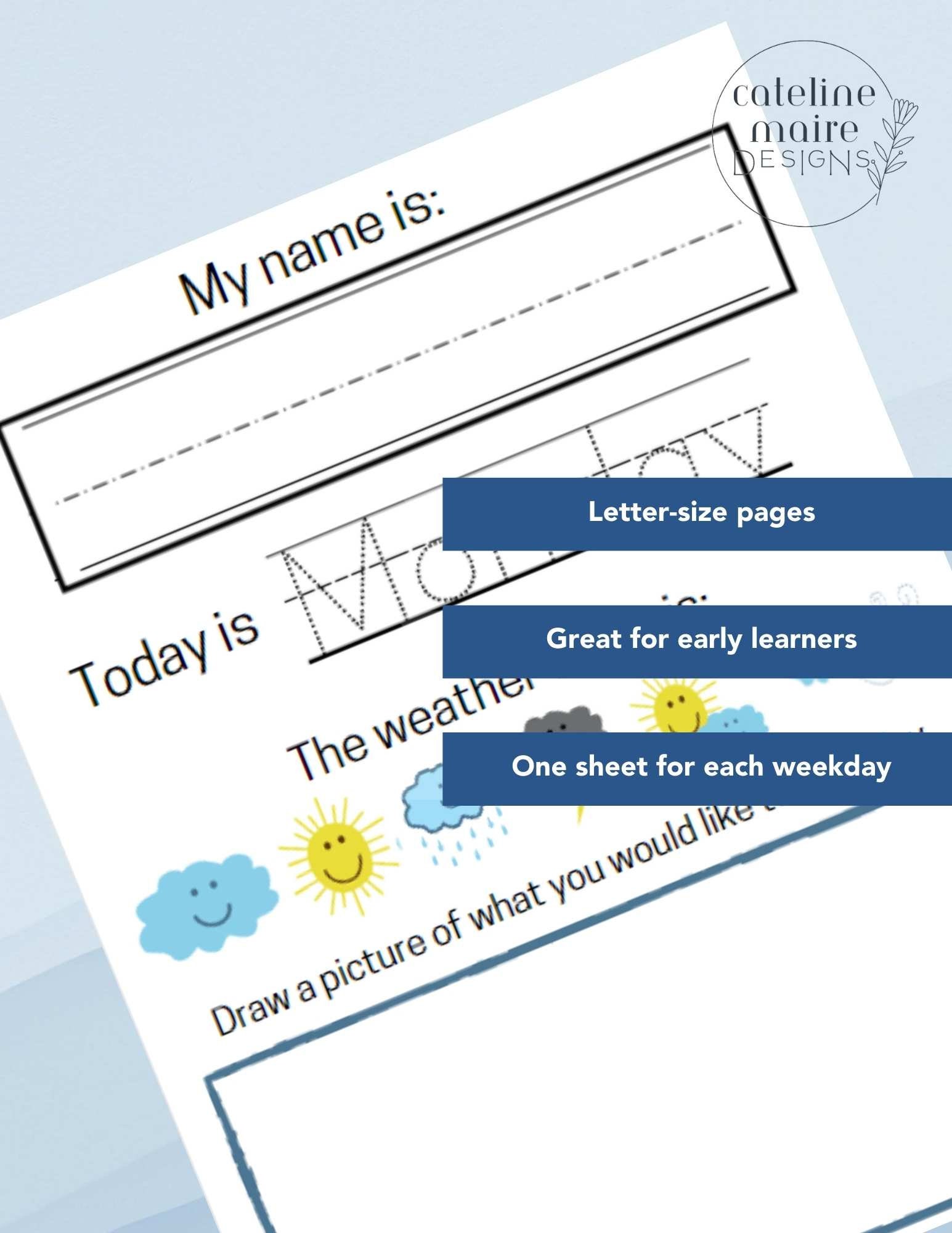 Preschool Morning Worksheet - Etsy
