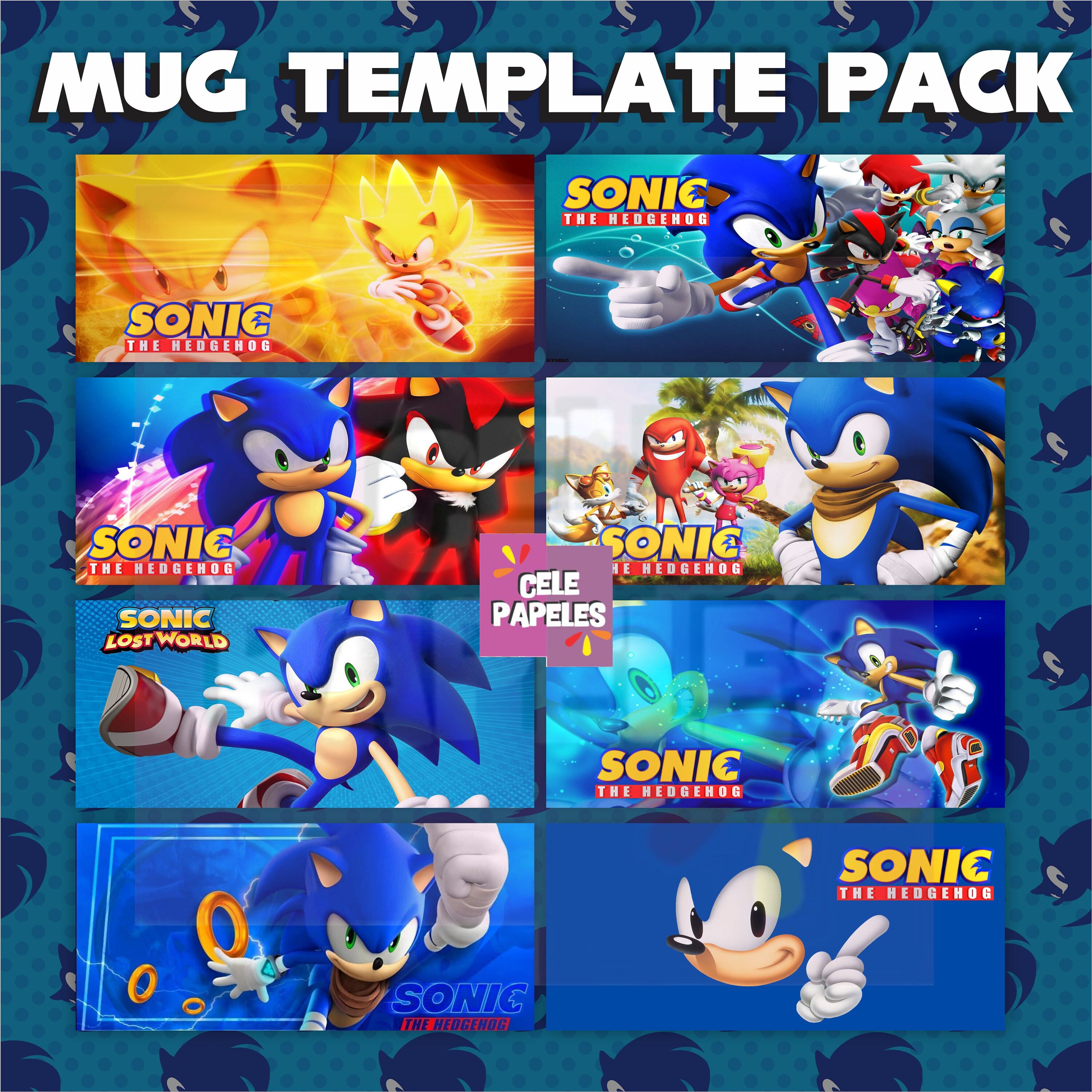Sonic Mug template sonic tazas diseños pack - Etsy México