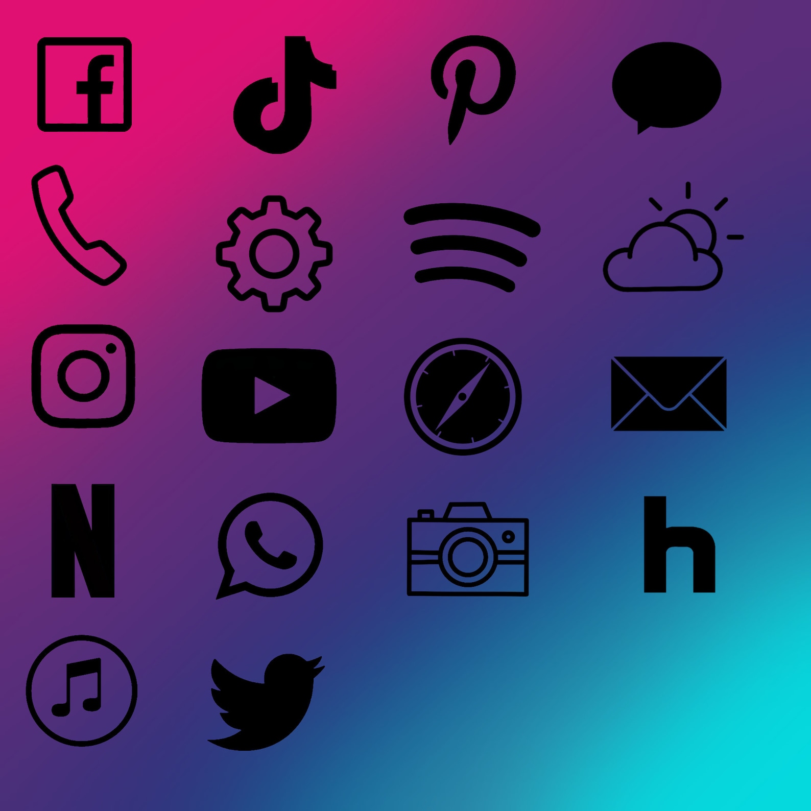 Cyberpunk Themed iPhone Icon Pack, 18 Unique Icons 18 Neon Accent Icons ...