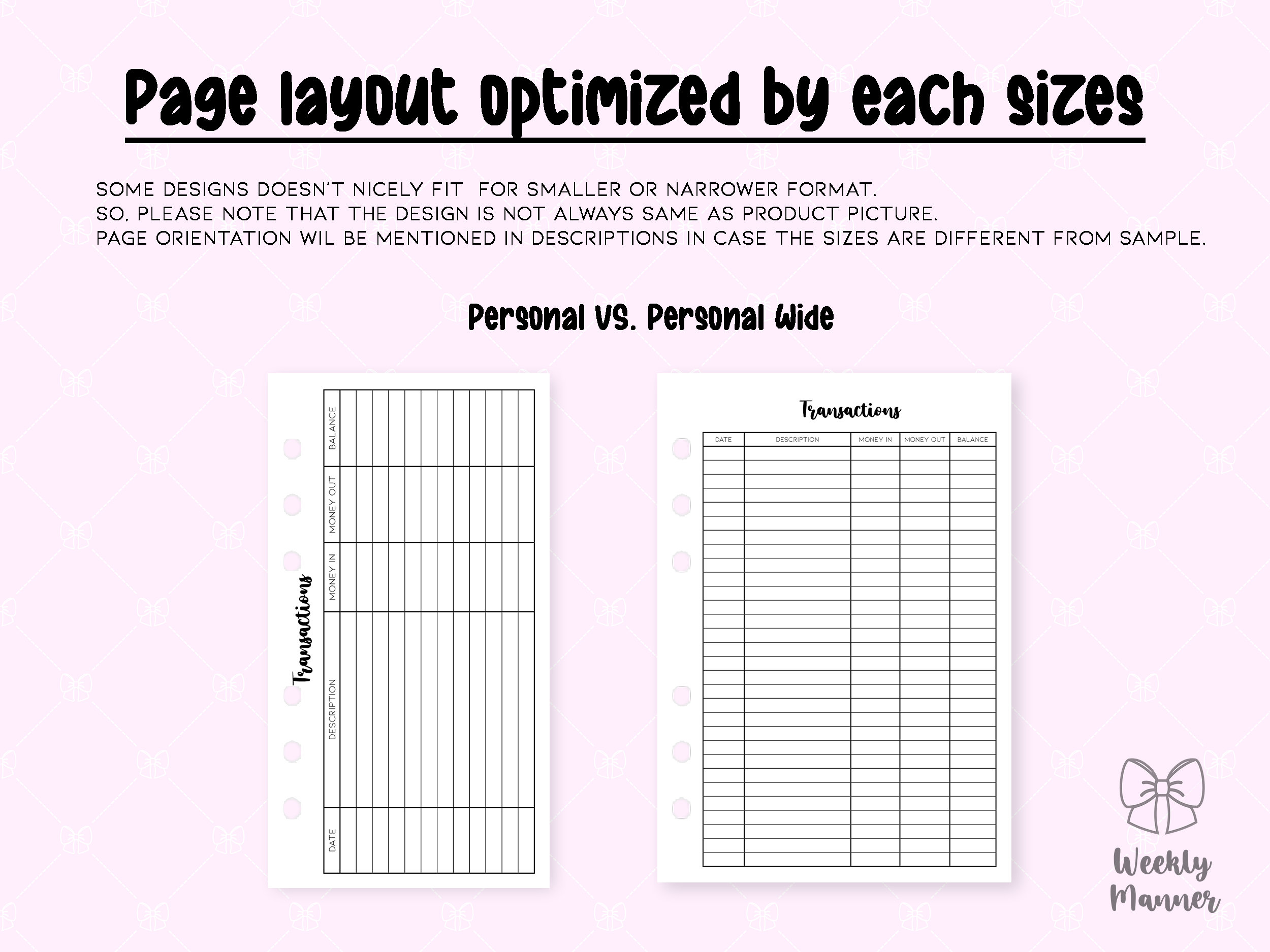 6 Sizes Weekly Planner Printable Inserts for 6 Hole Ring | Etsy