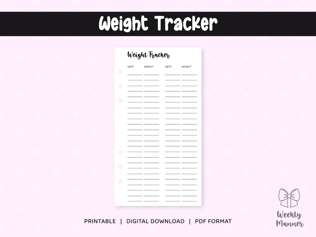 6 Sizes | Weight Tracker | Printable Inserts for 6 Hole Ring Binder ...