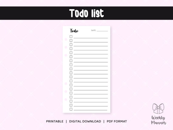 6 Sizes Todo List Printable Inserts for 6 Hole Ring Binder - Etsy