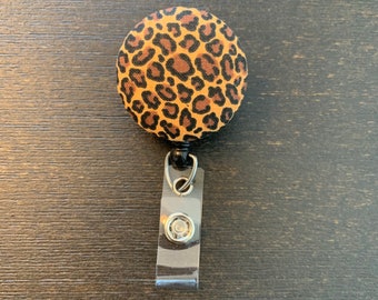 Leopard Print Badge Reel/animal Print Badge Reel/id Holder - Etsy