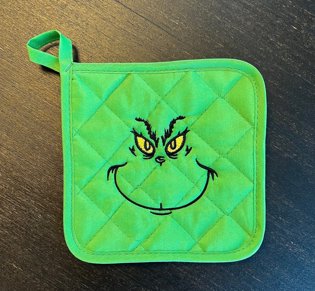 The Grinch Kitchen Decor, Christmas Pot Holder, Grinch Face - Etsy