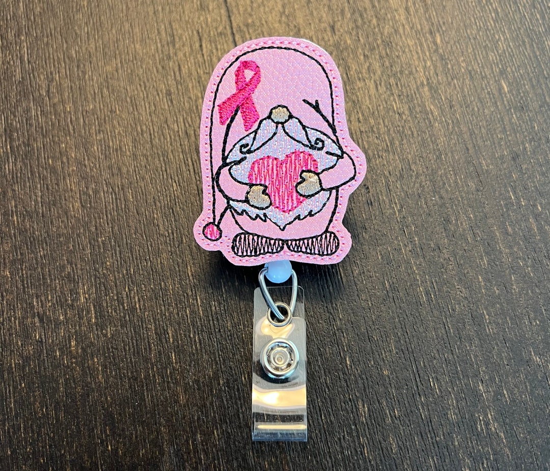 Breast Cancer Awareness Badge Reel, Gnome Badge Reel - Etsy
