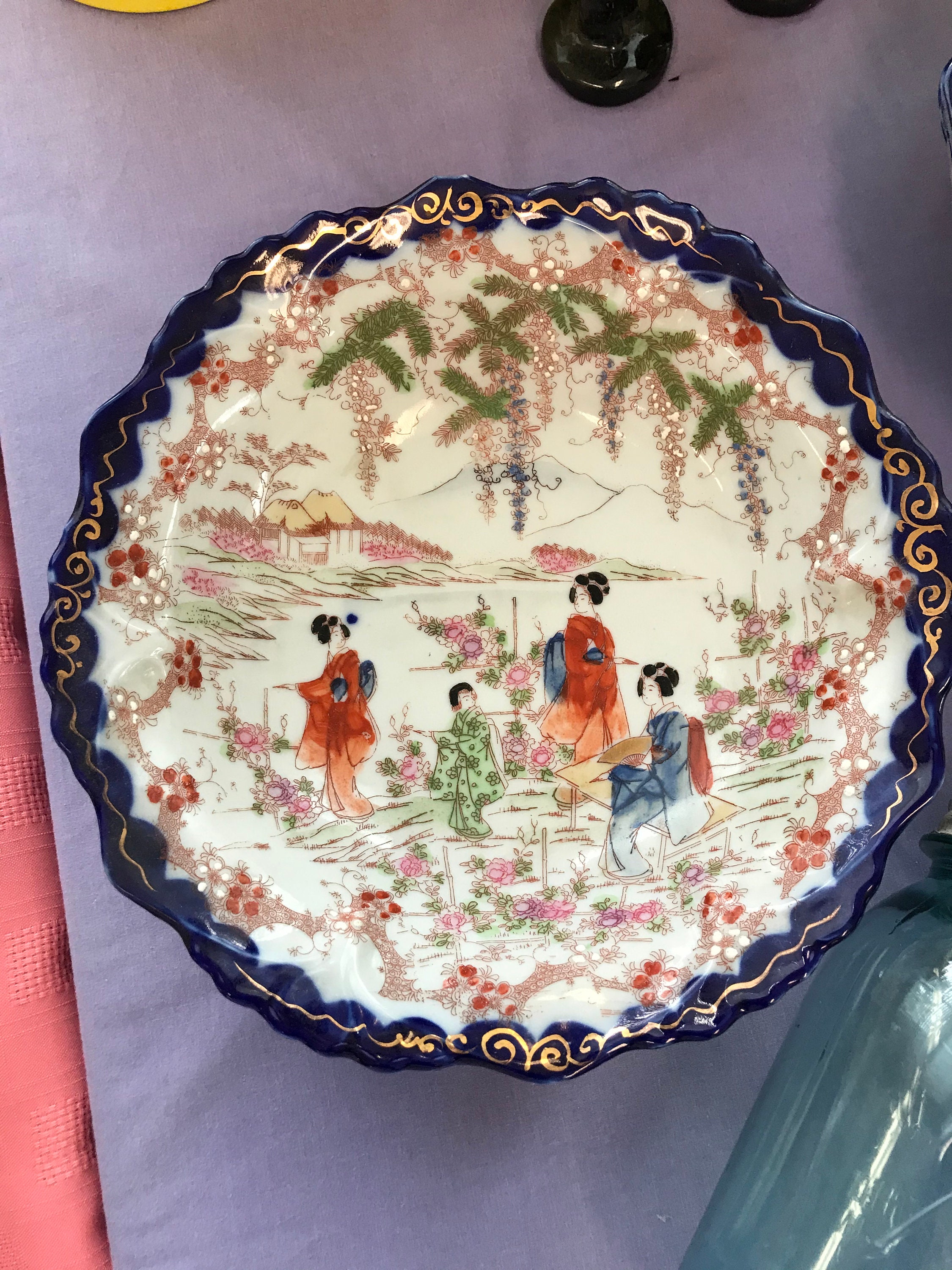 Vintage Hand-painted Geisha Girl Ceramic Bowl Set - Etsy