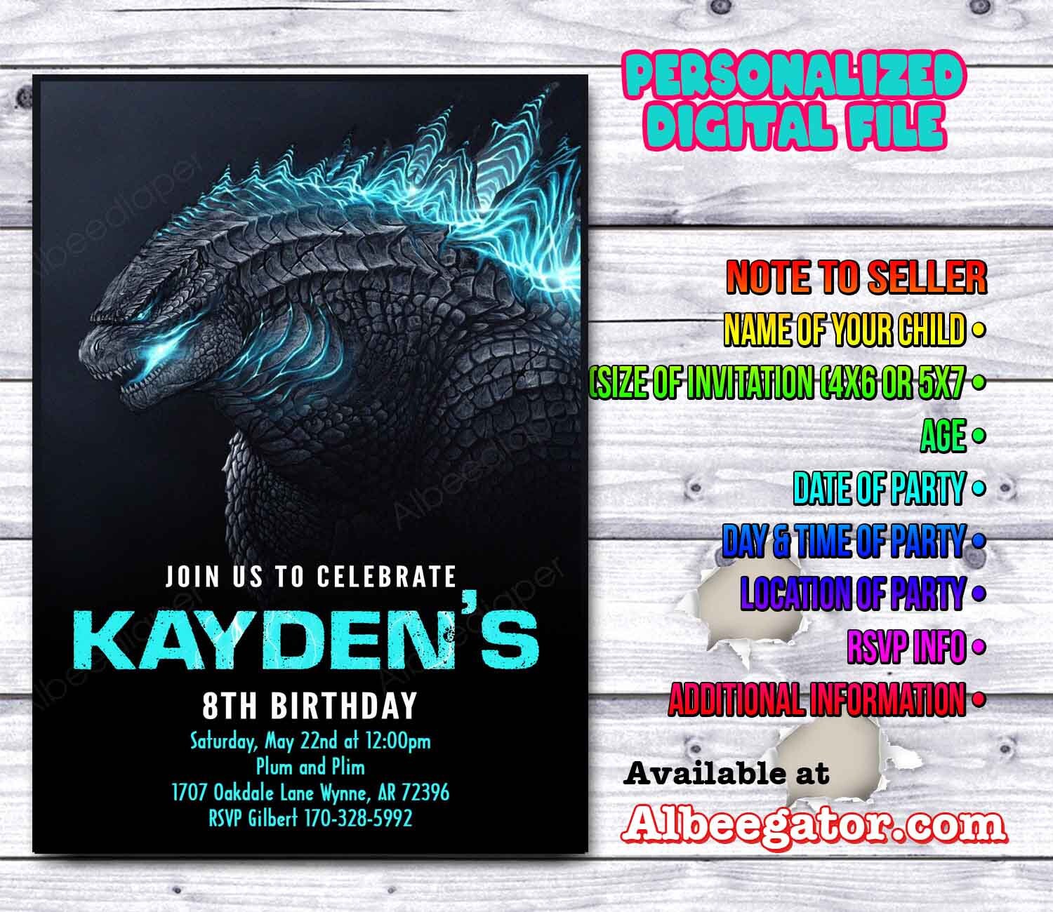 Godzilla Thank You Round Labels, Printable Stickers/gift Tags, Godzilla ...