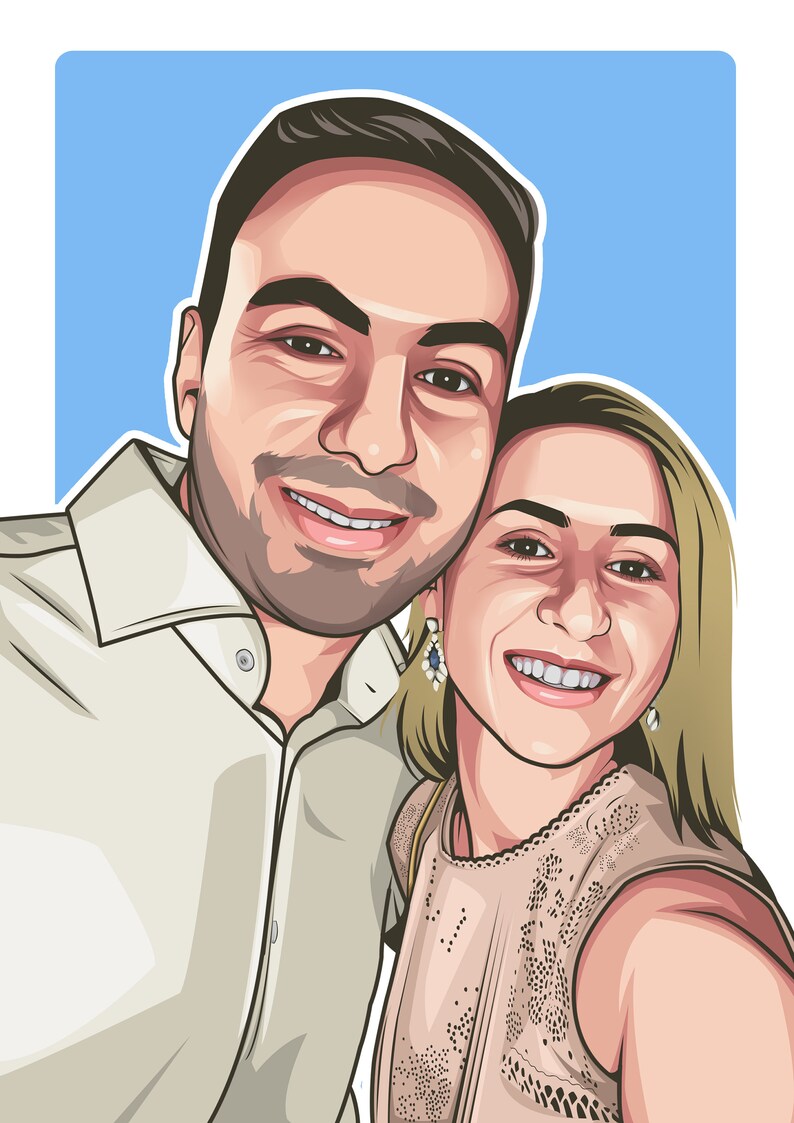 Vector Illustration Custom Cartoon Portrait Cartoon Etsy 