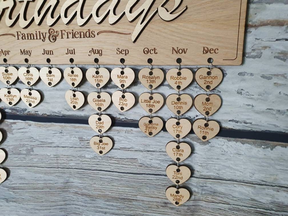 Personalised Wooden Birthday Calendar Custom Hanging Date | Etsy