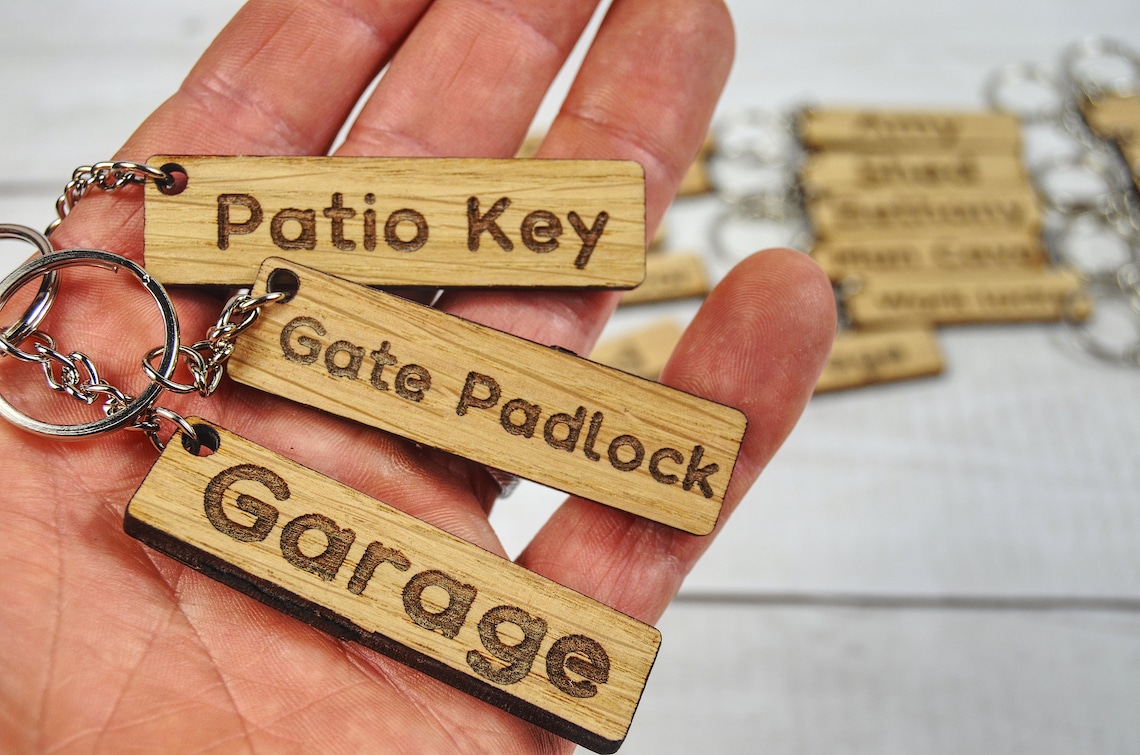 Custom Key Tags Engraved Key Rings Personalized Wooden Key - Etsy