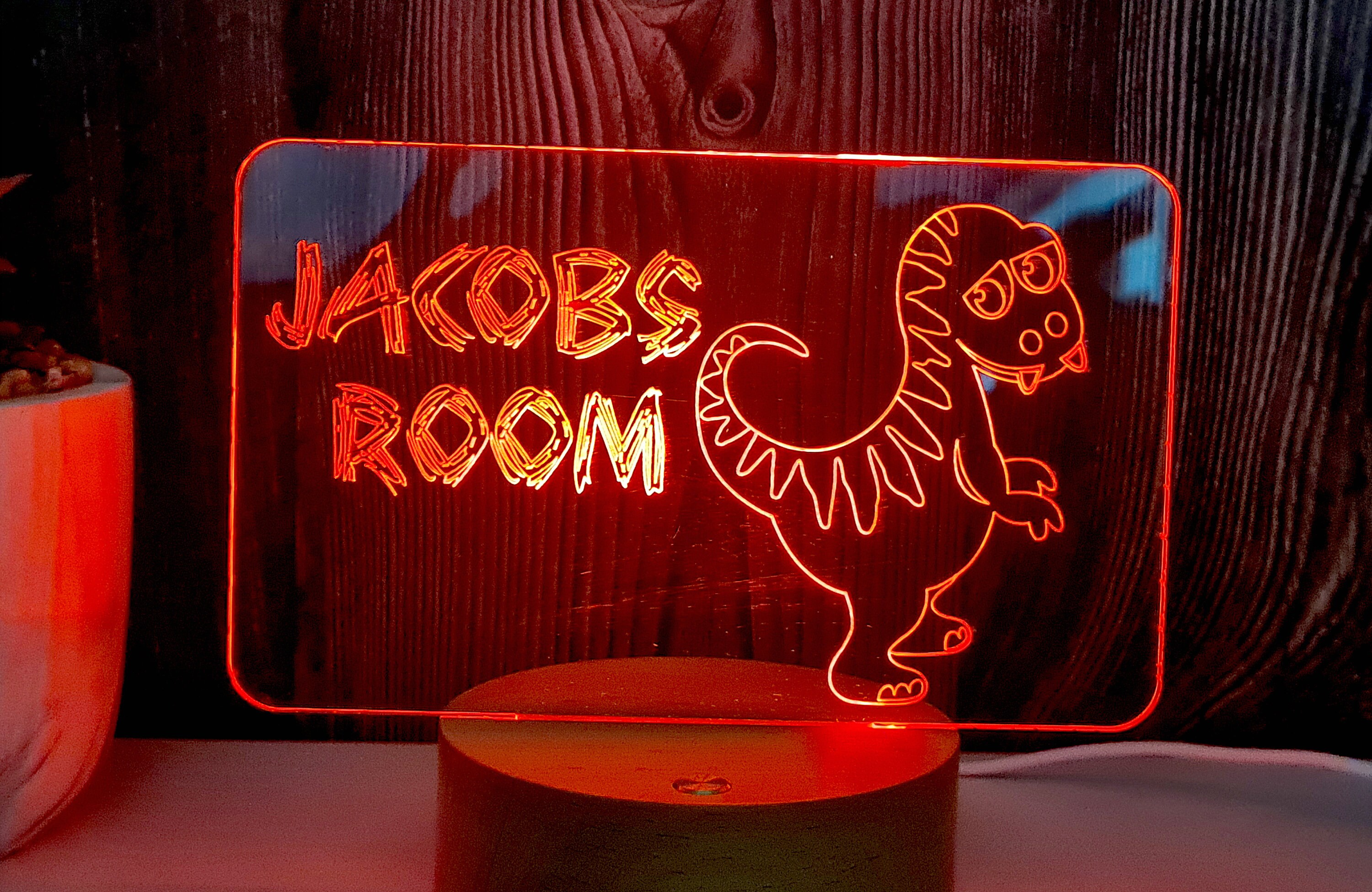 LED night light personalised sign custom dinosaur themed | Etsy