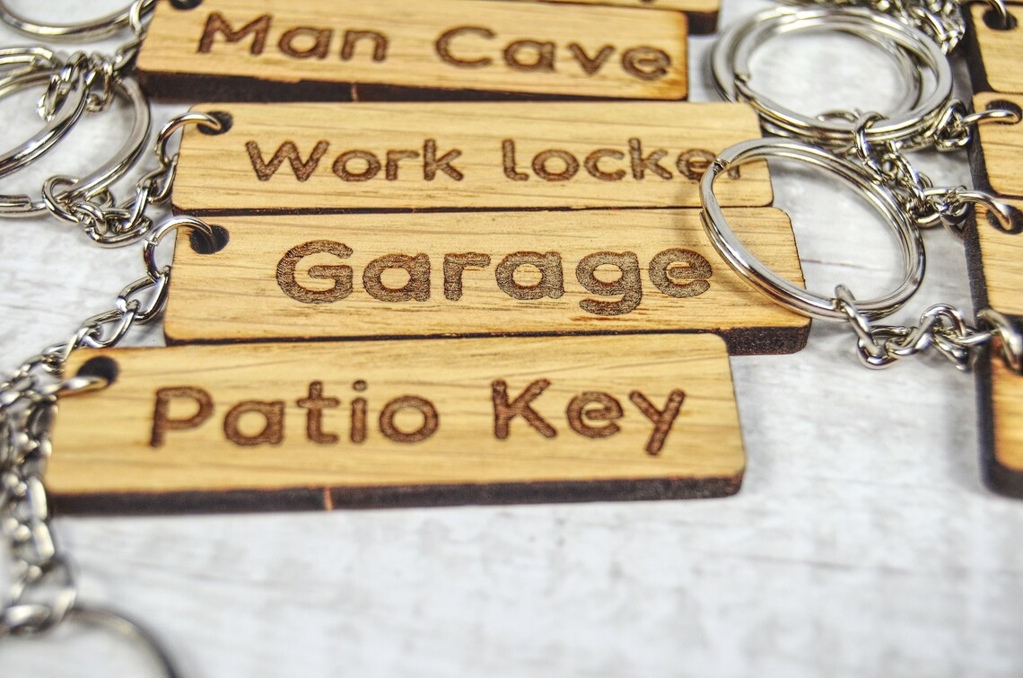 Custom Key Tags Engraved Key Rings Personalized Wooden Key - Etsy