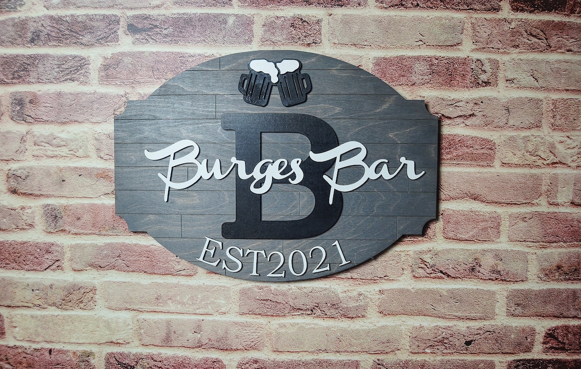 Custom Name Bar Sign Tavern Plaque Wood Home Pub Decor Dad | Etsy