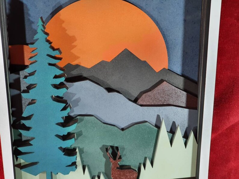 Wooden Mountain Scene Picture. 3D Layers Wood Painting Home Decor - Etsy UK